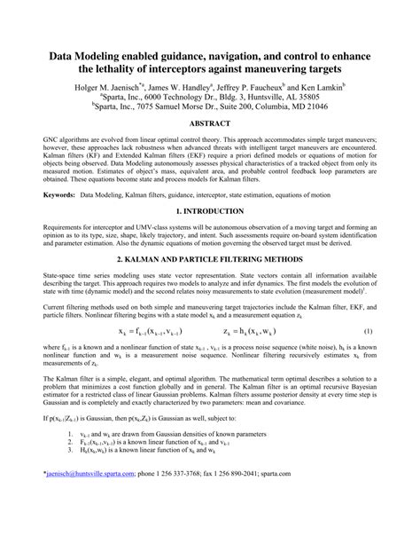 Pdf Data Modeling Enabled Guidance Navigation And Control To Enhance The Lethality Of