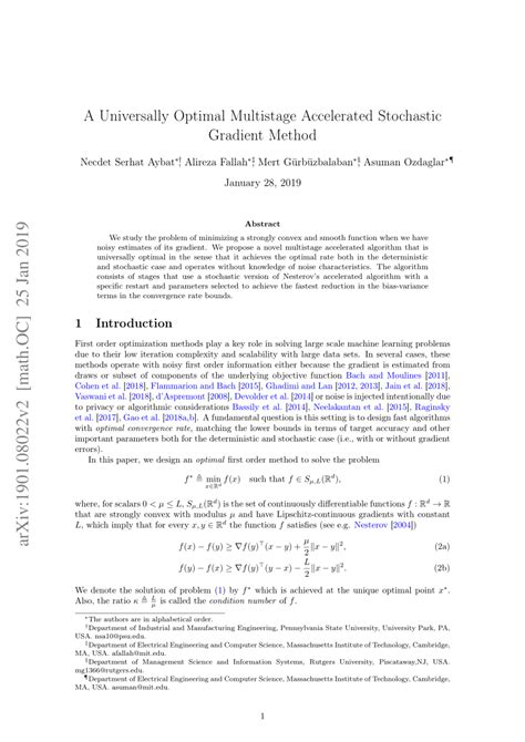Pdf A Universally Optimal Multistage Accelerated Stochastic Gradient