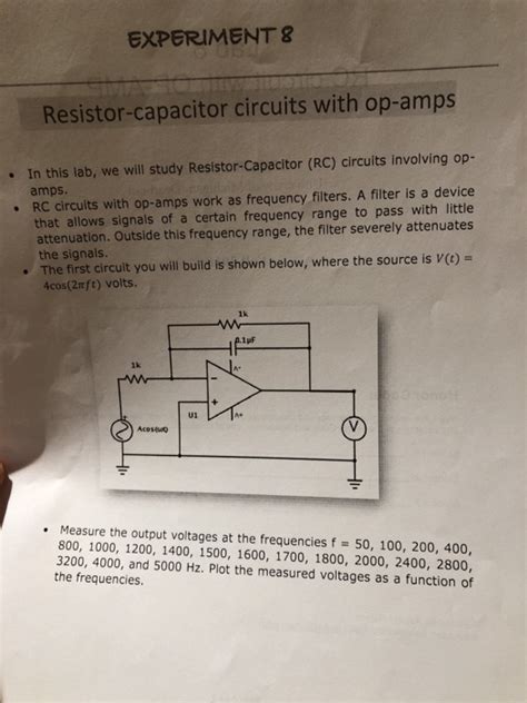 Solved Experiment 8 Resistor Capacitor Circuits With Op Amps