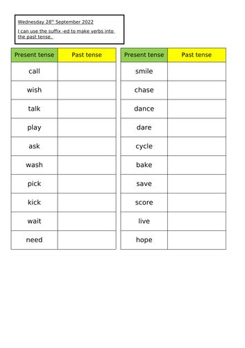 Adding Suffix Ed Teaching Resources