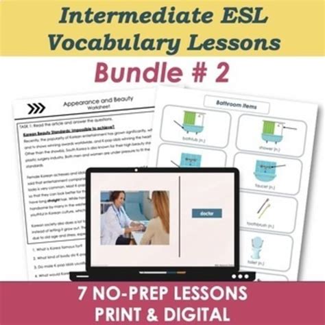 Adult Esl Intermediate B1 Vocabulary Lessons Worksheets Activities Bundle 2
