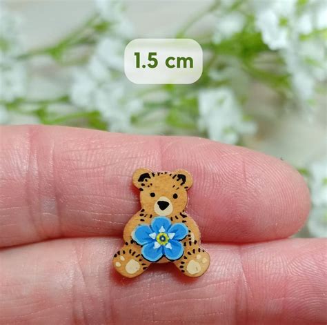 Tiny Forget Me Not Bear Pin Handmade Dementia Folksy
