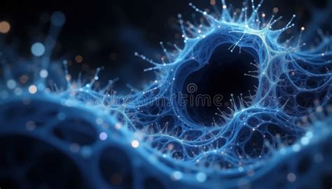 Abstract Blue Neural Network With Glowing Connections In Dark