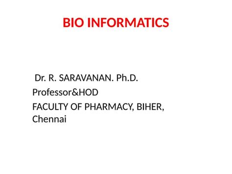 Bio Informatics Importance Types Applications Pptx