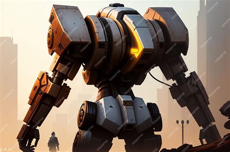 로봇 갑옷 전사 터미네이터 미래 기계 갑옷 외골격 기술 바탕 화면 배경 프리미엄 사진