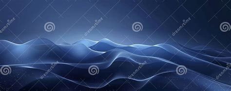 Minimalist Dark Blue Gradient Background With Abstract Wavy Lines In
