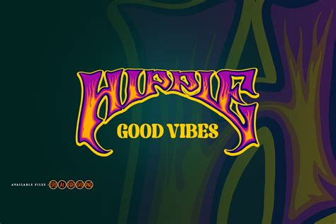 Hippie Words Typeface Psychedelic Style Graphic By Artgrarisstudio