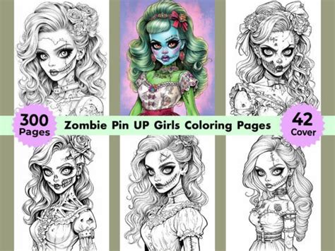 300 Zombie Pin Up Girls Coloring Pages Graphic By Winsum Art · Creative