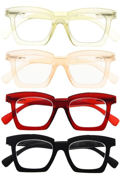 Reading Glasses Trendy Square Design 4 Pack Women Stylish Reading