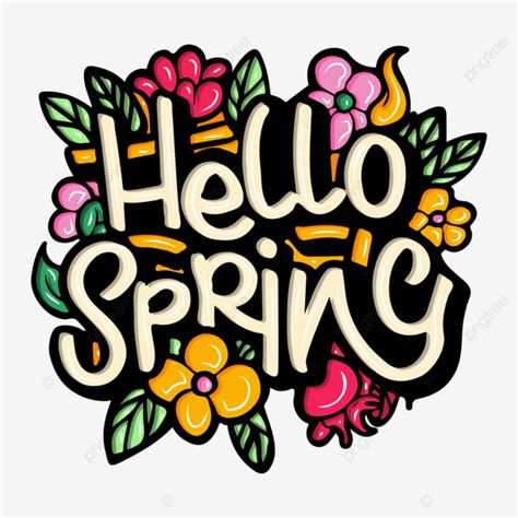 안녕하세요 꽃과 함께 봄 타이포그래피 벡터 안녕하세요 봄 타이포그래피 꽃 Png 일러스트 및 벡터 에 대한 무료 다운로드 Pngtree