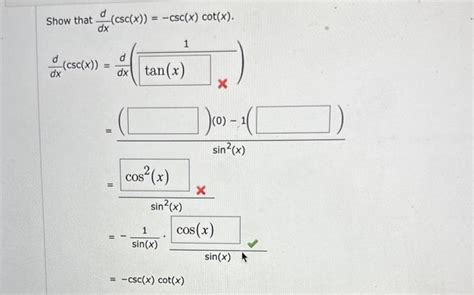 solved show that dxd csc x −csc x cot x