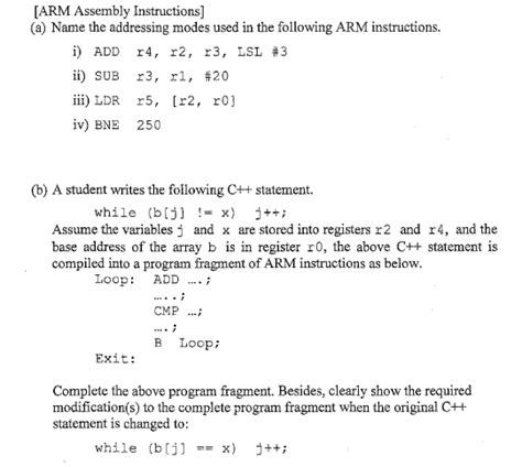 solved name the addressing modes used in the following arm