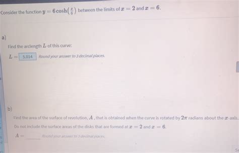 Solved 2 And 2 6 Consider The Function Y 6 Cosh 6