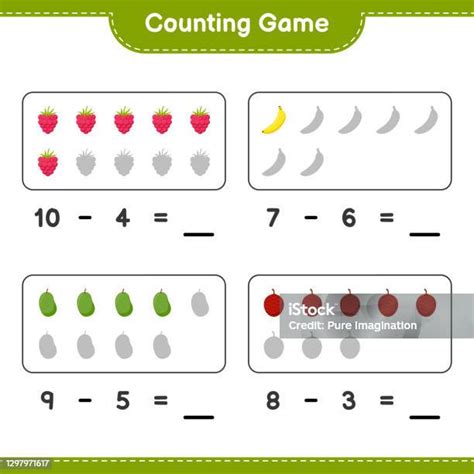 게임을 계산 과일의 수를 계산하고 결과를 작성합니다 교육 어린이 게임 인쇄 워크 시트 벡터 일러스트레이션 0명에 대한 스톡 벡터 아트 및 기타 이미지 Istock