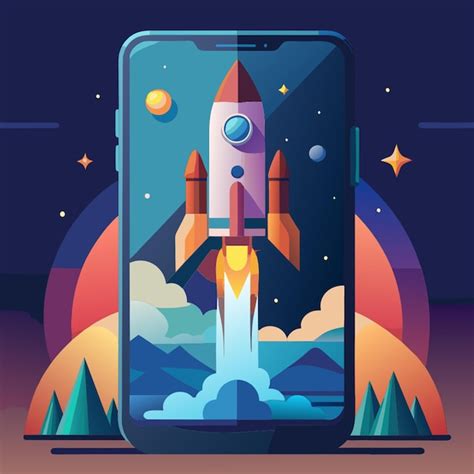 Android App Launch Vector Illustration Flat 2 Premium Ai Generated Vector