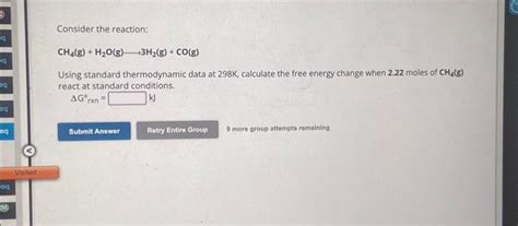 Solved Consider The Reaction 2h2 G O2 G →2h2o G Using