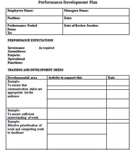 Performance Development Plan Template
