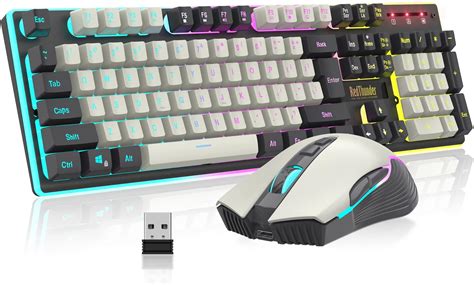 Redthunder K10 Wireless Gaming Keyboard And Mouse Combo Led Backlit Rechargeable 3800mah