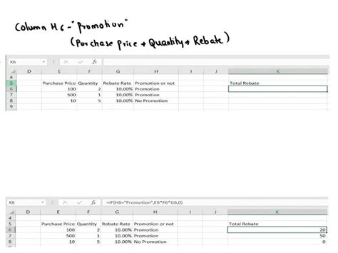 solved to calculate the rebate amount you will create an if function with structured