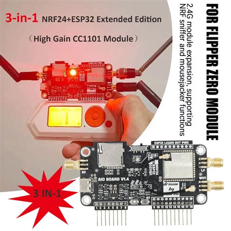 flipper zero 3 in 1 high gain cc1101 nrf24 esp32 wifi multifunctional