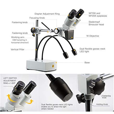 Swift S41 20 Stereo Microscope Professional Binocular Microscope 10x 20x Boom Arm With
