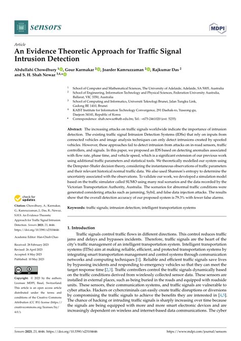Pdf An Evidence Theoretic Approach For Traffic Signal Intrusion Detection
