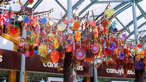 Colorful Large Lollipop Candy Tree Decoration In Front Off Candylicious Store Editorial Stock