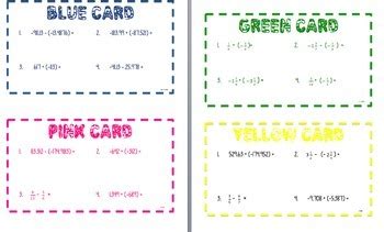 Task Cards For Adding And Subtracting Rational Numbers By Rowe S Resources
