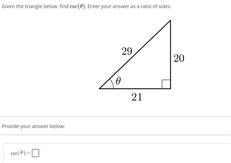 Solved Given The Triangle Below Find Cscθ Enter Your