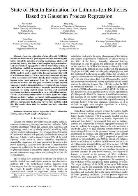 Pdf State Of Health Estimation For Lithium Ion Batteries Based On Improved Gaussian Process