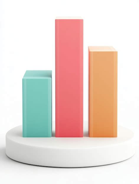 A Colorful 3d Bar Chart With Three Bars Of Different Heights Representing Growth Success And