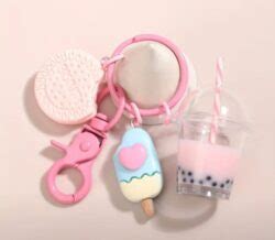 Kawaii Pink Bubble Tea Keychain Set Boba Licious Vdbp