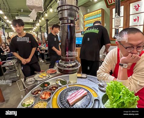 Shanghai China Chinese Restaurant Workers Inside Korean Barbecue