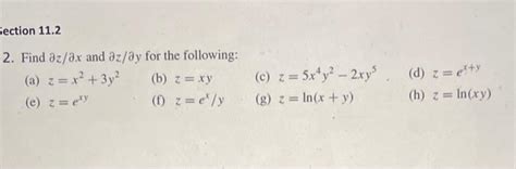 solved 2 find ∂z ∂x and ∂z ∂y for the following a