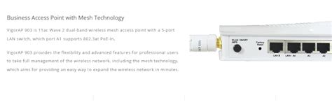 Draytek Vigorap 903 Wireless Access Point Range Extender Mesh With Up