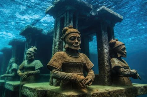 Premium Photo Statues In An Underwater Archaeological Site Created With Generative Ai