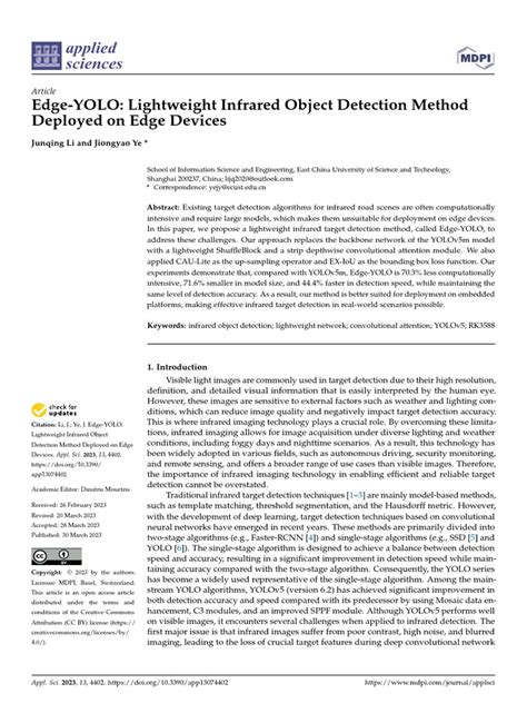 Edge Yolo Lightweight Infrared Object Detection Method Deployed On Edge Devices Pdf Infrared