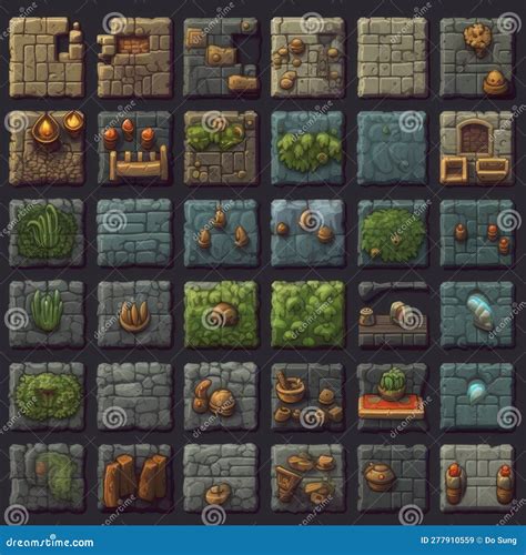 Collection Of Tiles For 2d Game Stock Illustration Illustration Of