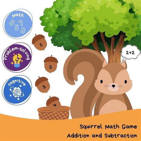 Squirrel Math Game Printable Preschool Addition And Subtraction