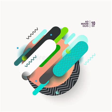 Vector Illustration Of Dynamic Composition Made Of Various Colored Rounded Shapes Lines In