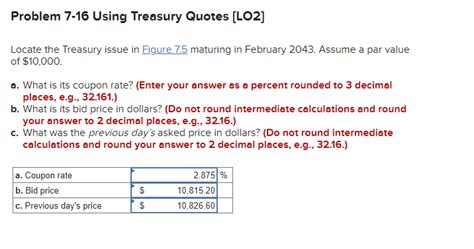 Solved Locate The Treasury Issue In Figure 75 Maturing In