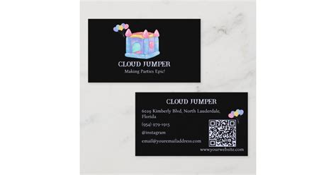 Pastel Black Bounce House Rentals Qr Code Business Card Zazzle
