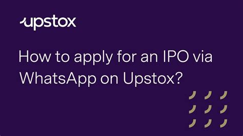 Upstox Pre Apply For An Ipo Via Whatsapp