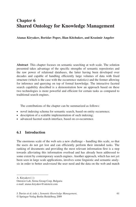 Pdf Shared Ontology For Knowledge Management