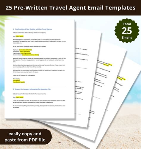 Travel Agent Email Templates 25 Pre Written Emails Etsy