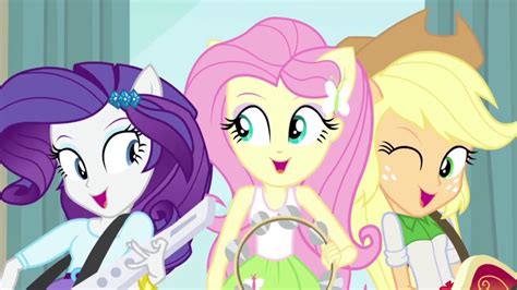 Equestria Girl Fluttershy Rarity And Applejack Practising My