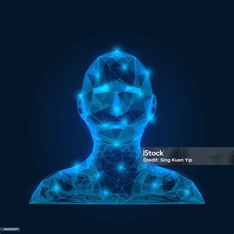 Artificial Intelligence Face And Id Scan Recognition And Authentication Geometric Wireframe