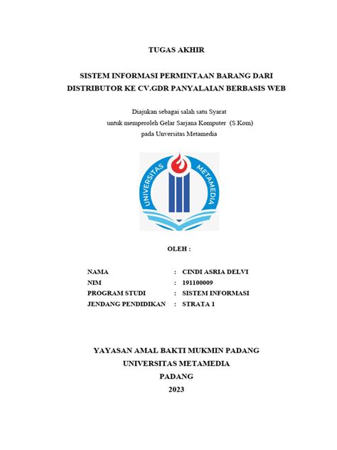 Tugas Akhir Cindy Bismillah Wisuda Pdf