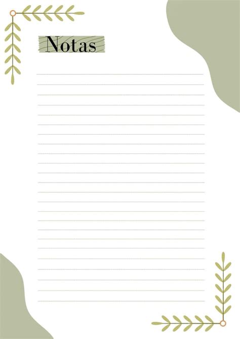 Para Tus Notas Notebook Paper Template Writing Paper Template Note