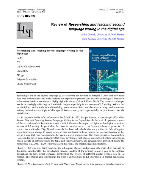 Pdf Review Of Researching And Teaching Second Language Writing In The Digital Age